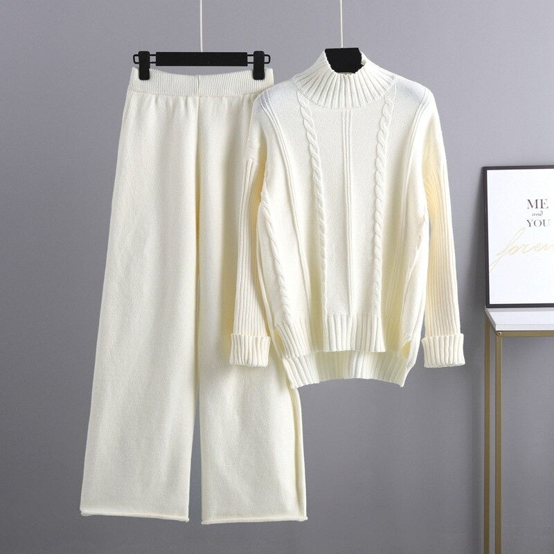 Warm Cashmere Sweater And Pants Sets For Women Socohoodie